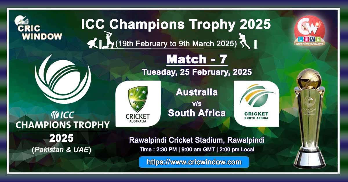 Aus vs SA Champions Trophy Match 7 live 2025