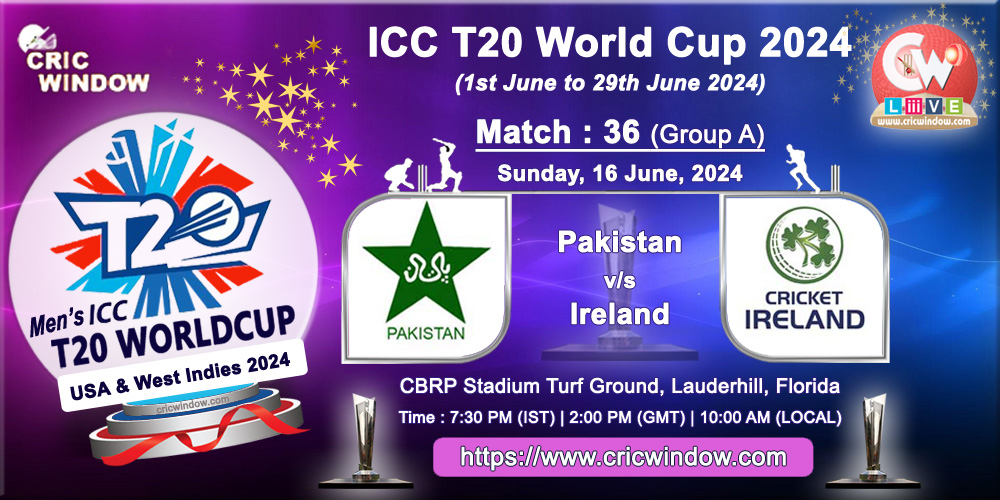 Pakistan vs Ireland Live ICC T20 World Cup 2024
