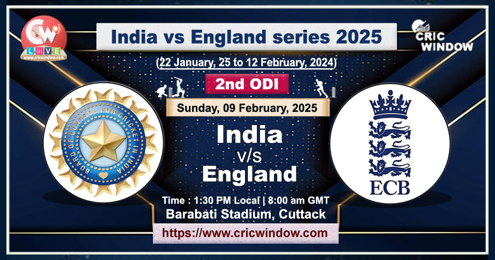 India vs England 2nd ODI live 2025