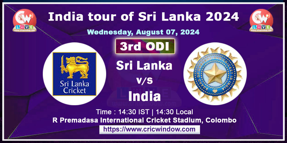3rd ODI Sri Lanka vs India live 2024