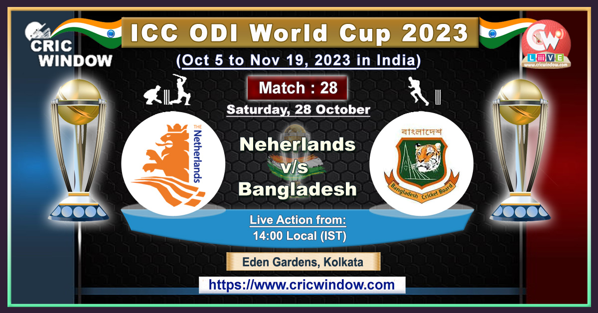 Neth vs Ban ICC World Cup Live Score and report 2023
