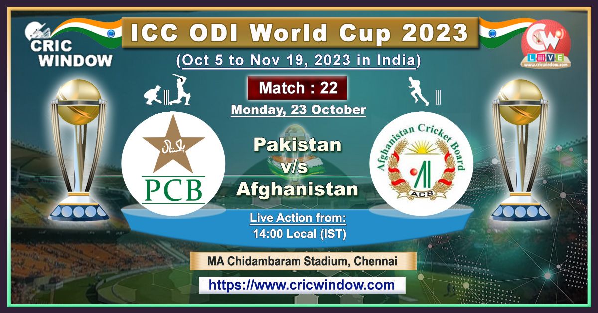 Pak vs Afgh ICC World Cup Live Score and report 2023